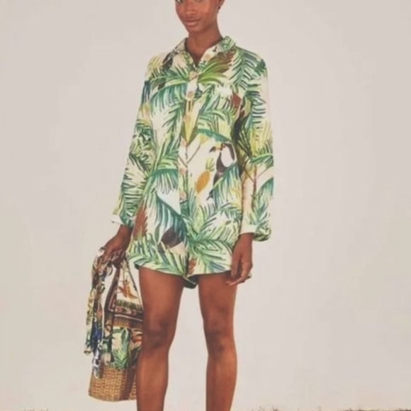 FARM Rio | Pants & Jumpsuits | Farm Rio Toucan Paradise Romper Tropical ...